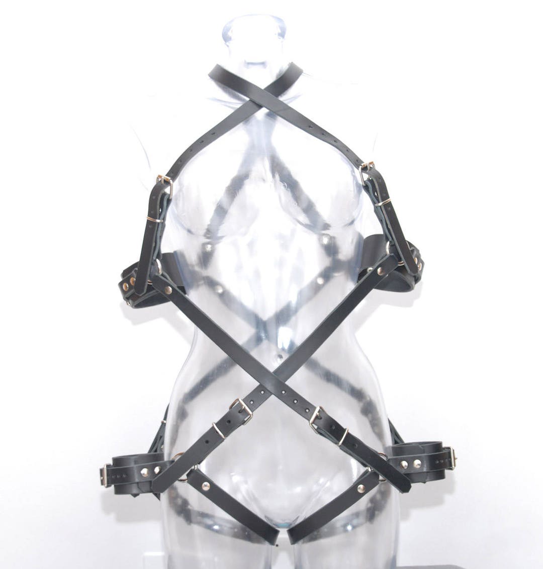 Harnais complet avec serre-bras Bondage avec 4 attaches avec boucles à rouleau Fabriqué à la ...