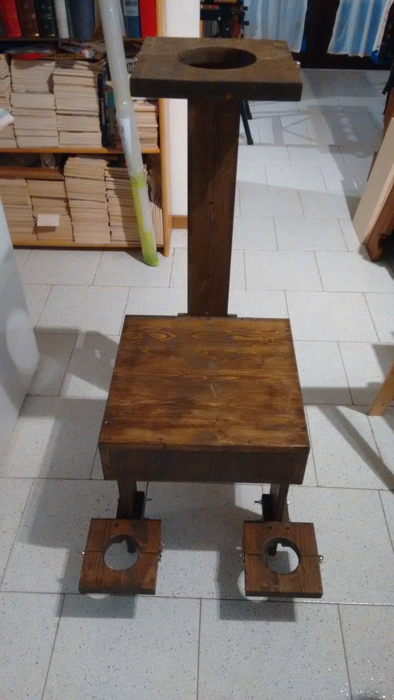 Wooden Interrogation Chair With Bondage Stocks BDSM Dungeon - Etsy Ireland