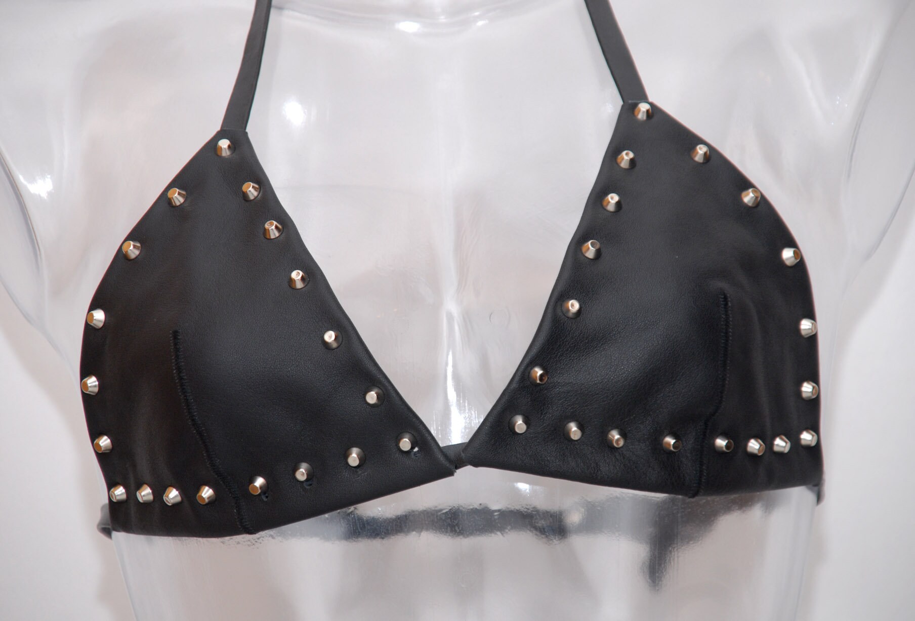 Black Leather Bra With Studs. Punk, Goth or Fetish Fashion. Cups Size A ...