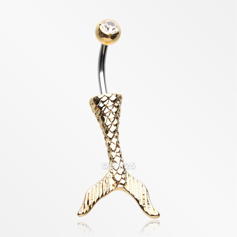 Golden Mystic Mermaid Tail Belly Button Ring - Etsy
