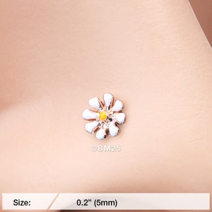 Rose Gold Dainty Adorable Daisy L-shaped Nose Ring-white/yellow - Etsy