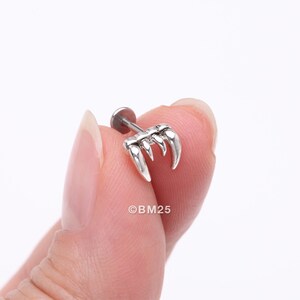 Vicious Fang Threadless Top Steel Flat Back Stud Labret - Etsy