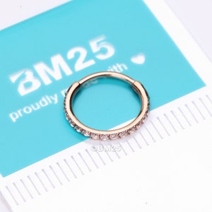 Rose Gold Brilliant Sparkle Gems Lined Seamless Clicker Hoop Nose Ring ...