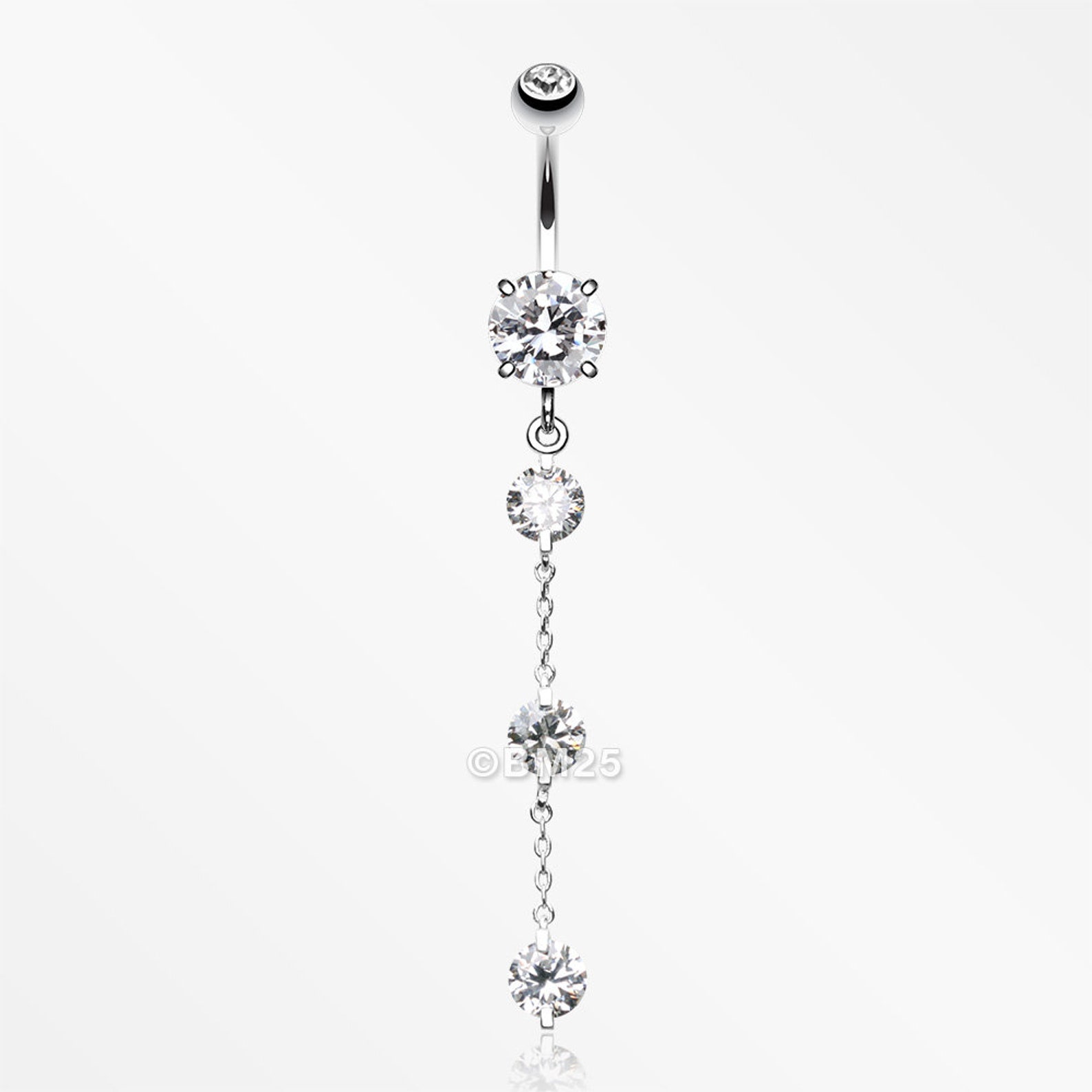Triple Crystal Droplets Belly Button Ring Clear Gem - Etsy