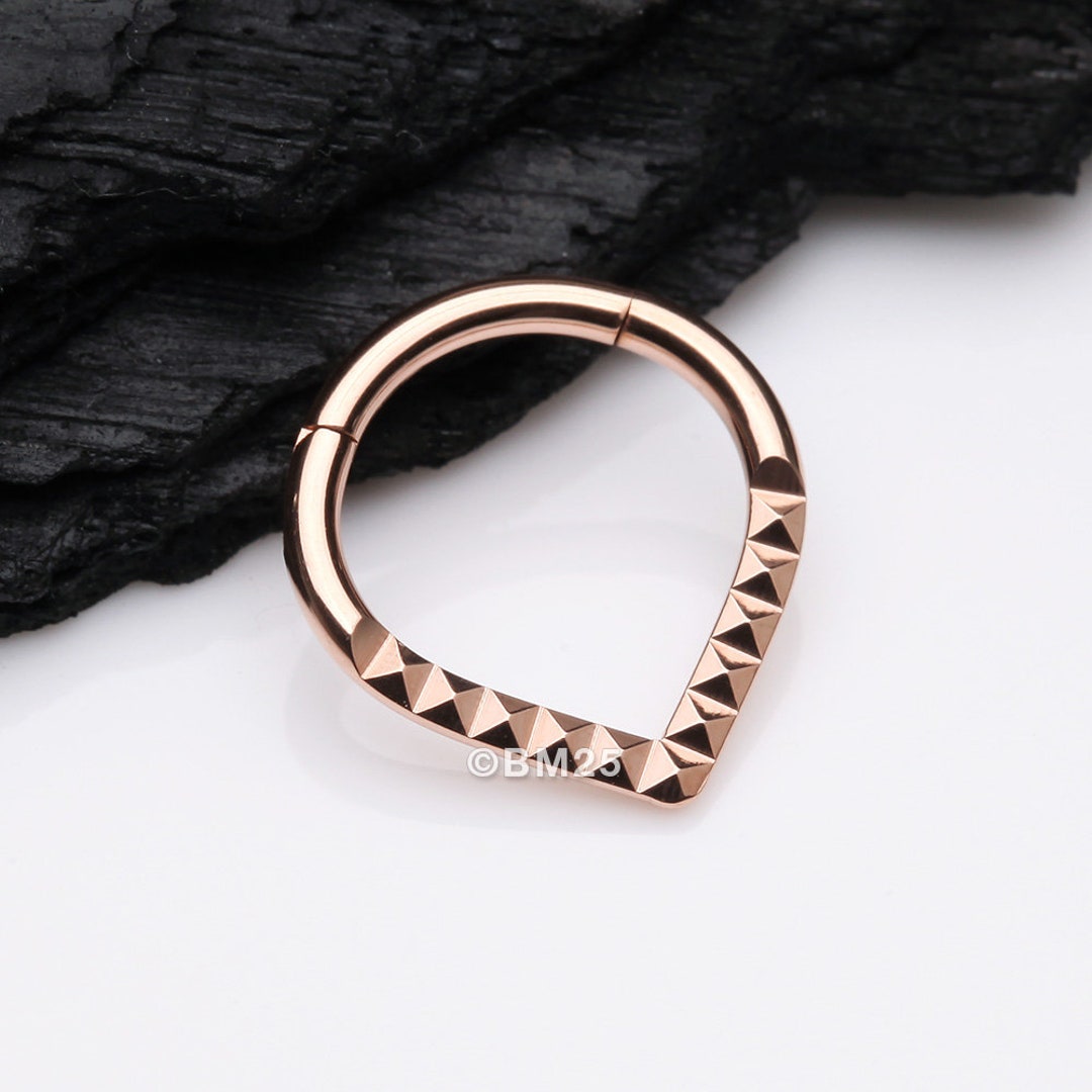 Implant Grade Titanium Rose Gold Pyramid Studded Chevron - Etsy