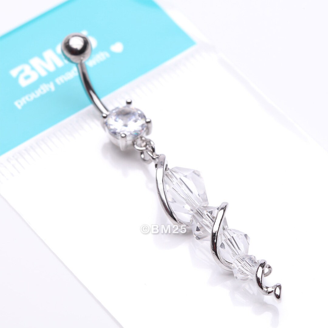 Swirly Sparkle Spiral Chandelier Belly Button Ring-clear Gem - Etsy