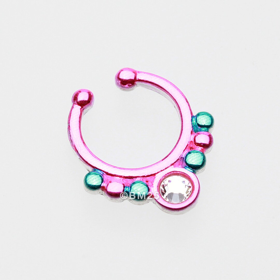 Anillo con clip para tabique falso Colorline Gem Grandiose, rosa ...