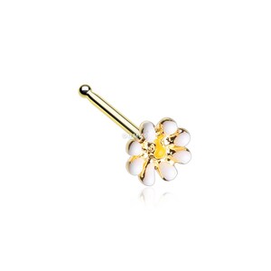 Rose Gold Dainty Adorable Daisy L-shaped Nose Ring-white/yellow - Etsy