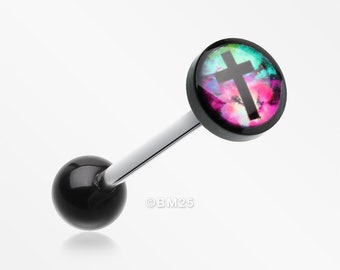 Cross Tongue Ring - Etsy