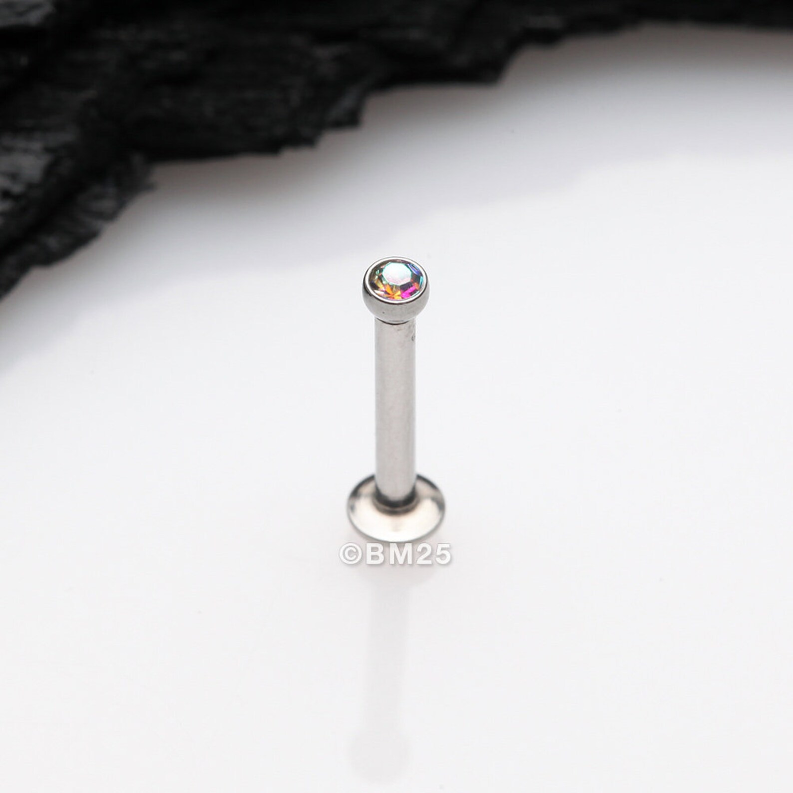 Basic Gem Ball Top Threadless Push-in Steel Labret Aurora - Etsy