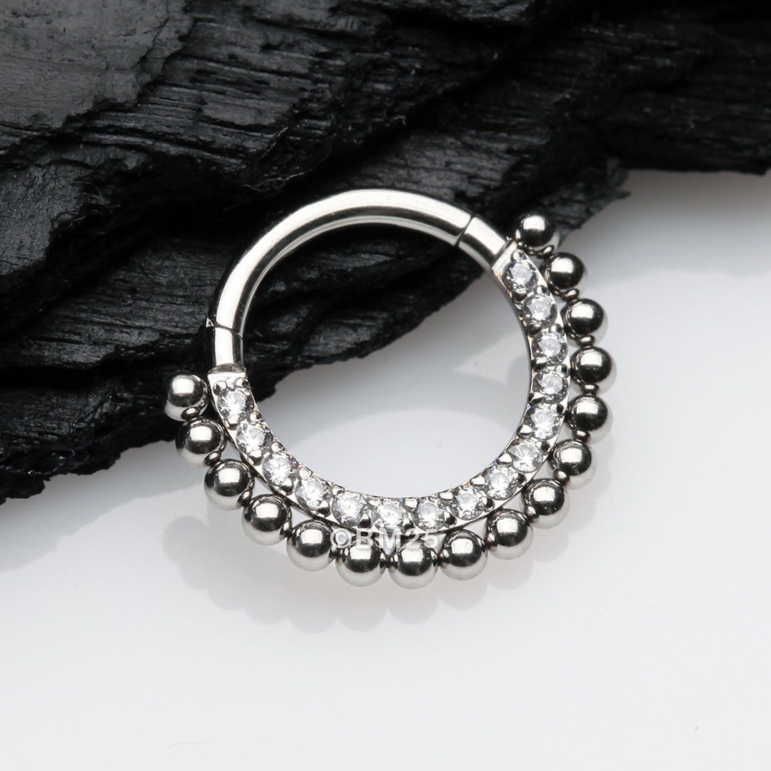 Royal Bali Beads Arc Sparkle Seamless Clicker Hoop Ring-clear - Etsy