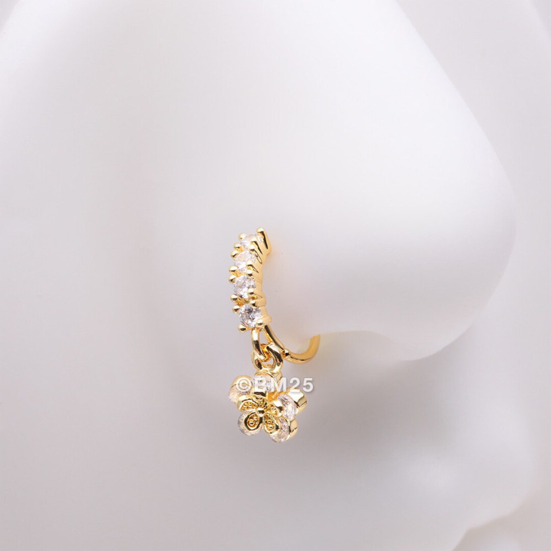 Golden Grand Daisy Flower Sparkle Multi-gem Lined Bendable Hoop Ring ...