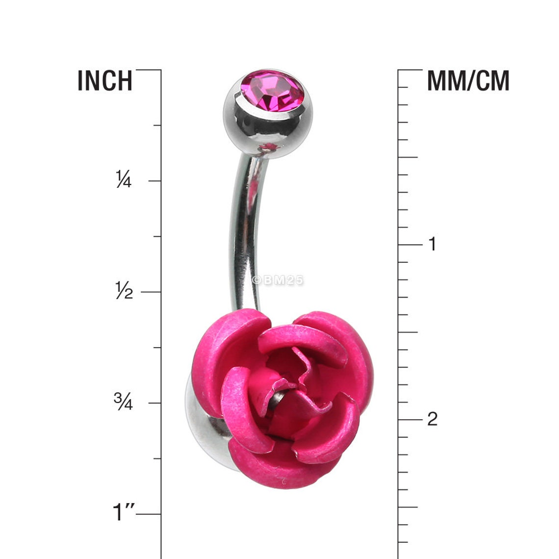 Bright Metal Rose Blossom Belly Button Ring Fuchsia - Etsy