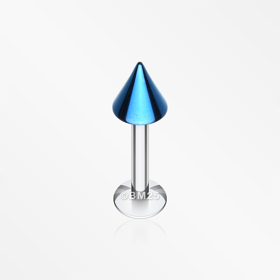 Colorline PVD Spike Top Steel Labret Blue - Etsy