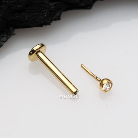 Rose Gold Labret Stud 16g Anodized Titanium Internally