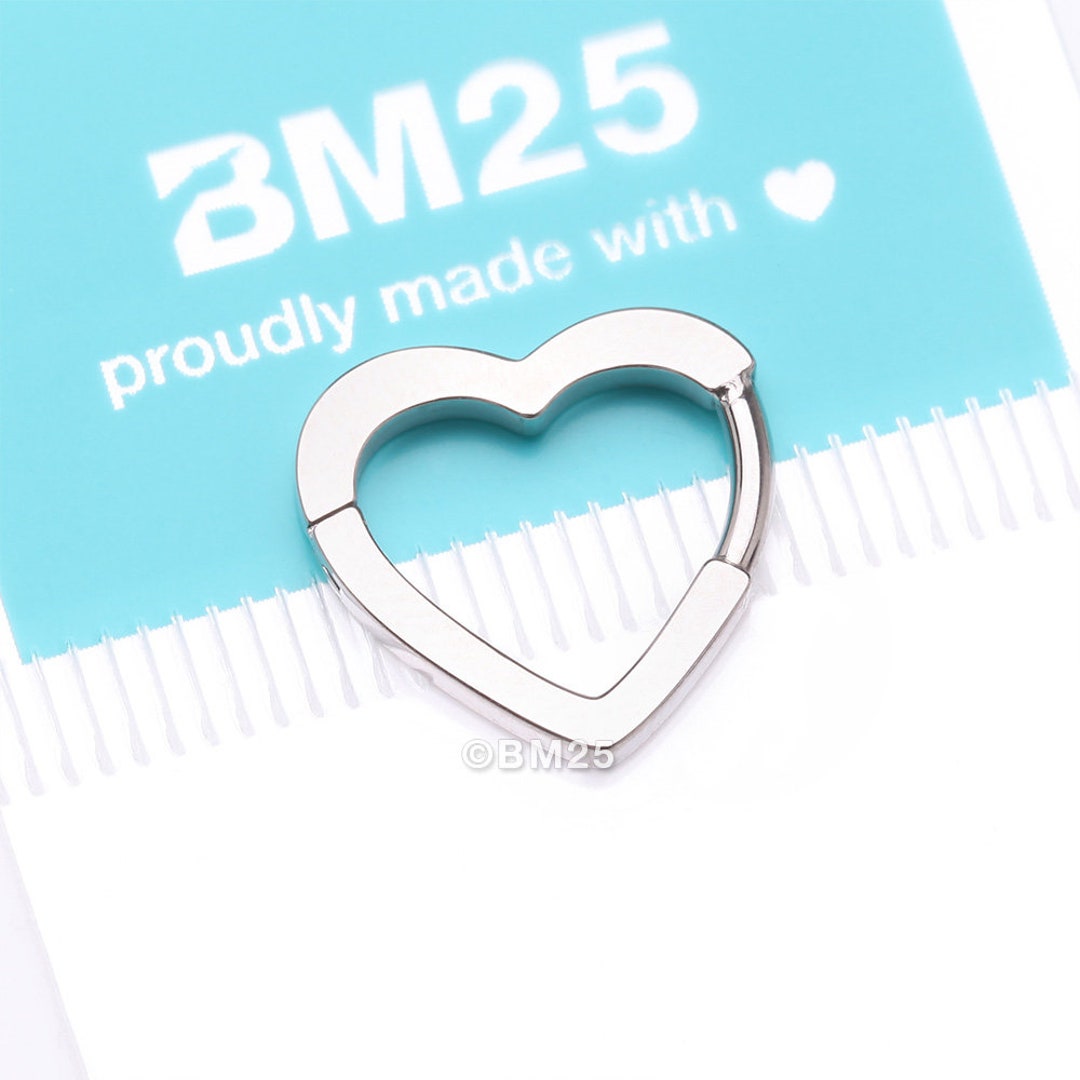 Implant Grade Titanium Basic Hollow Heart Clicker Hoop Ring - Etsy