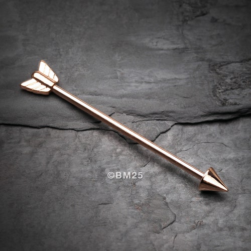 14k Solid Rose Gold Industrial Arrow Barbell..14g..35mm OR - Etsy
