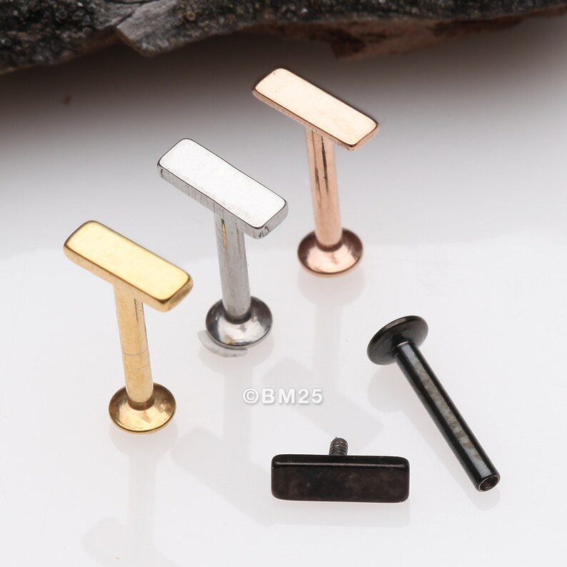 Golden Minimalist Rectangular Bar Top Internally Threaded - Etsy