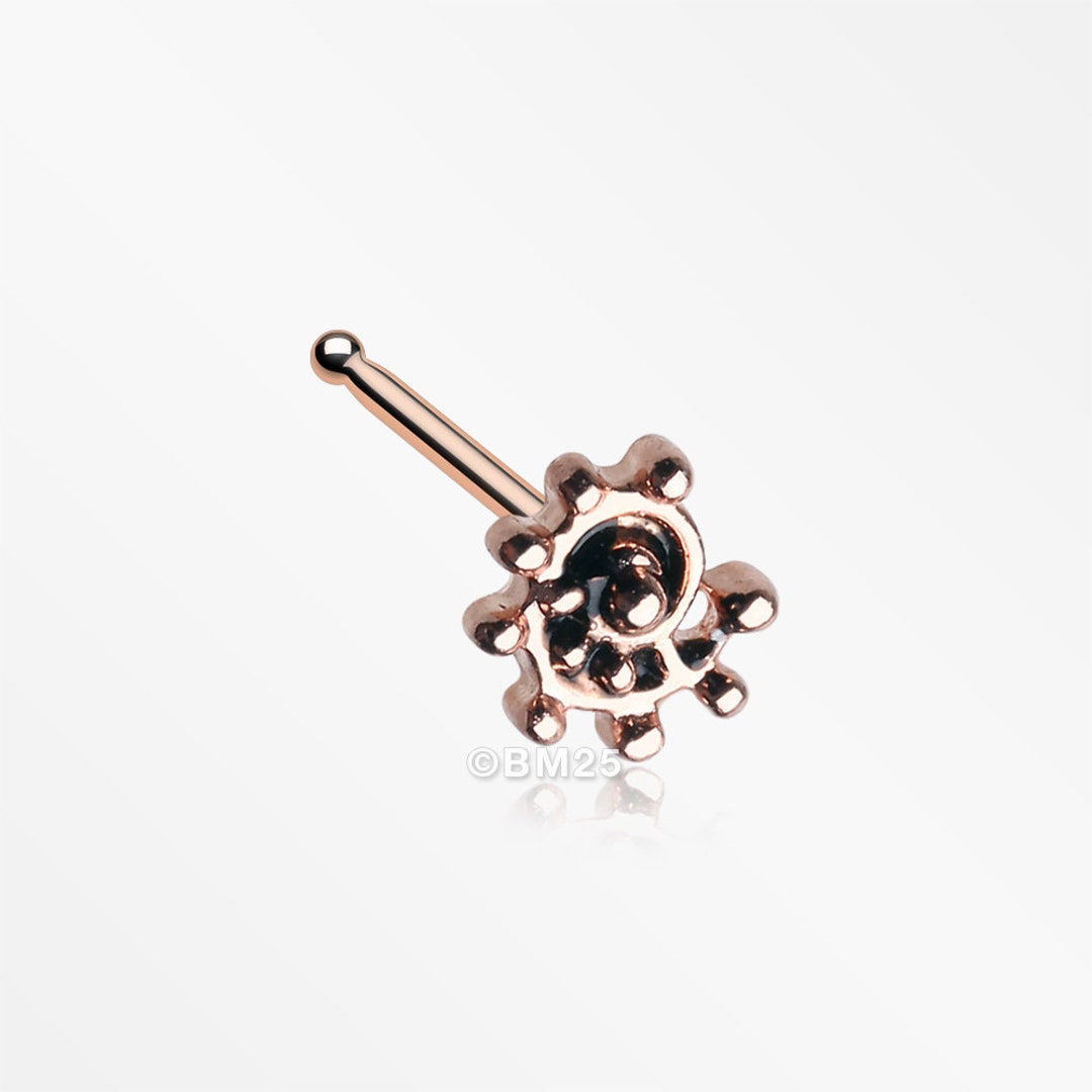 Rose Gold Ambro Swirl Filigree Icon Nose Stud Ring-rose Gold - Etsy