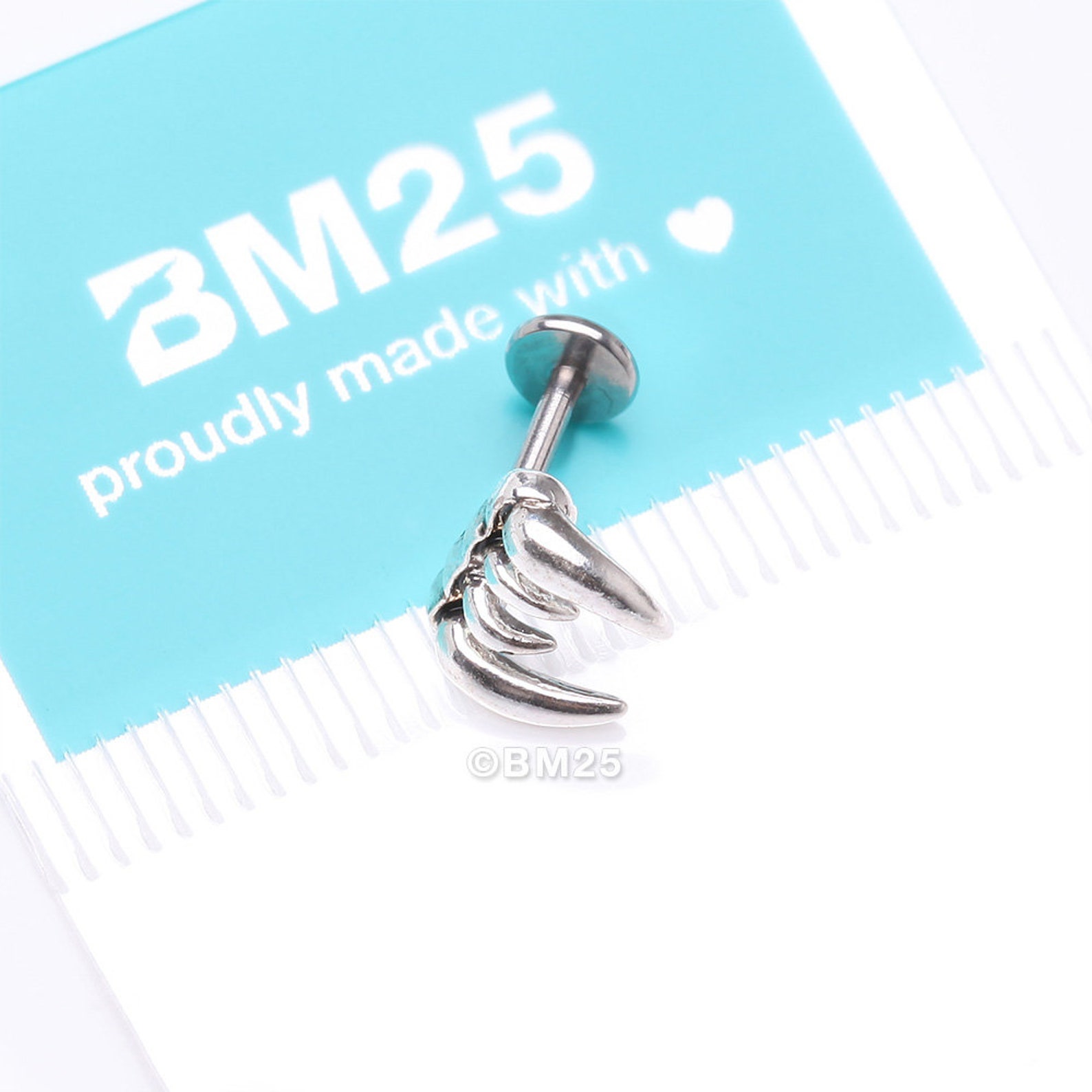 Vicious Fang Threadless Top Steel Flat Back Stud Labret - Etsy