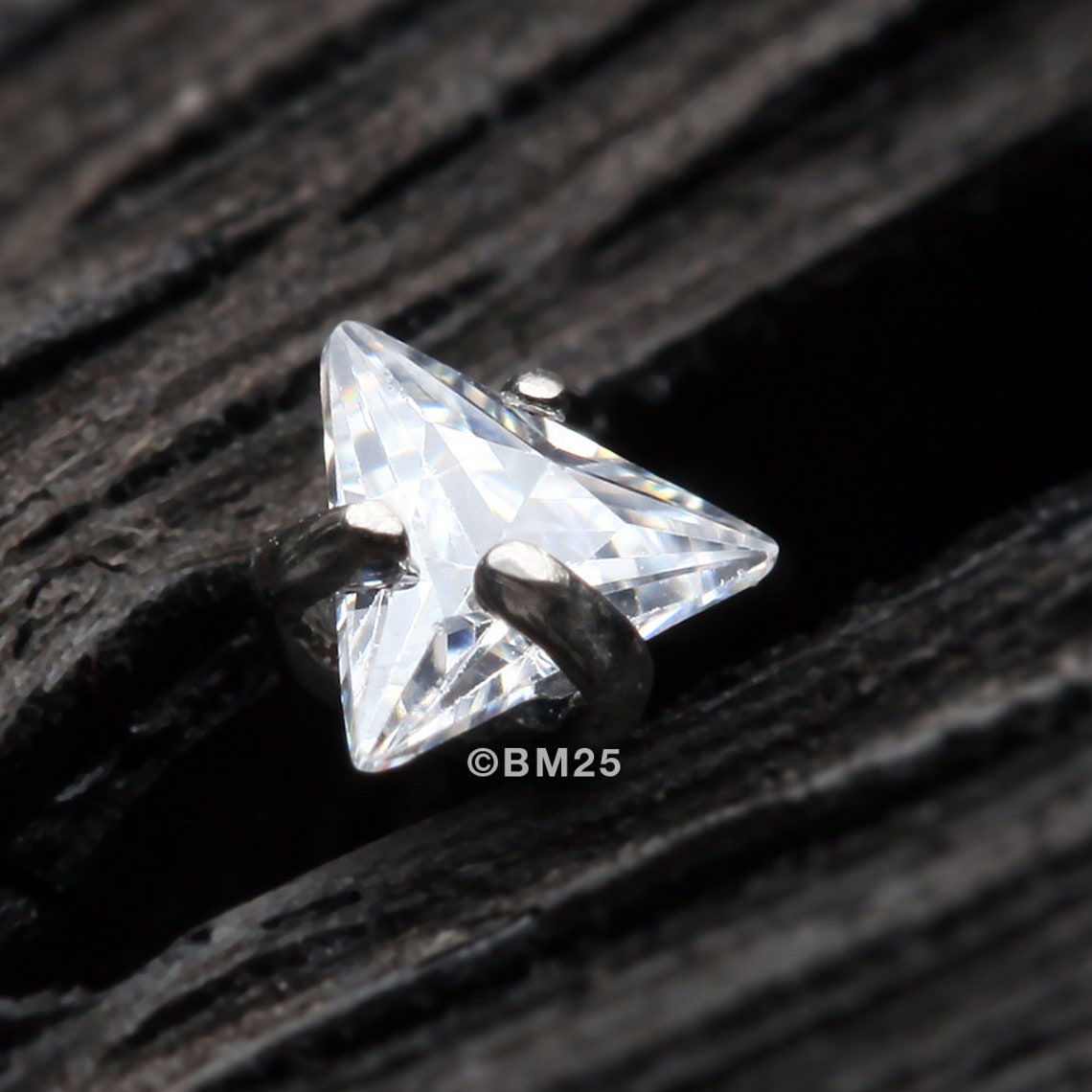 Implant Grade Titanium Triangle Prong Set Sparkle Gem Top - Etsy