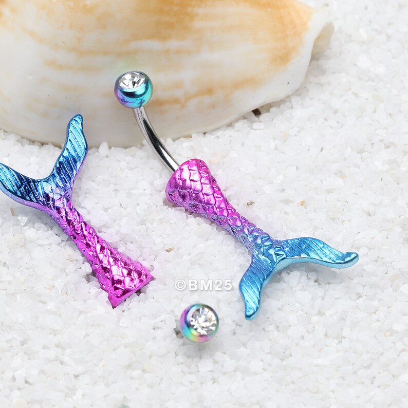 Mystic Blurple Mermaid Tail Belly Button Ring - Etsy