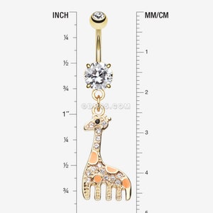 Adorable Giraffe Belly Button Ring-clear Gem - Etsy