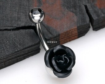 Black Rose Belly Ring - Etsy