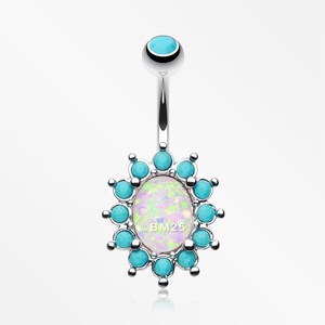 Elegant Opal Turquoise Belly Button Ring-turquoise/white - Etsy