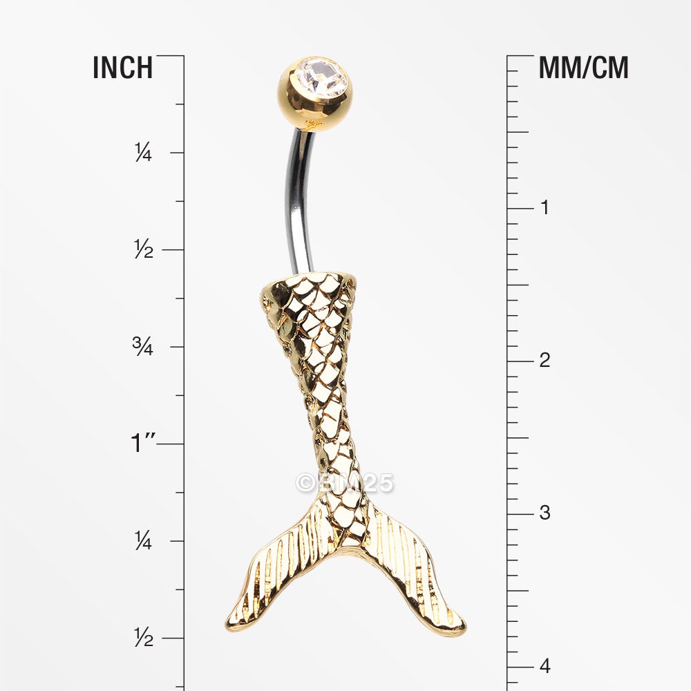 Golden Mystic Mermaid Tail Belly Button Ring | Etsy
