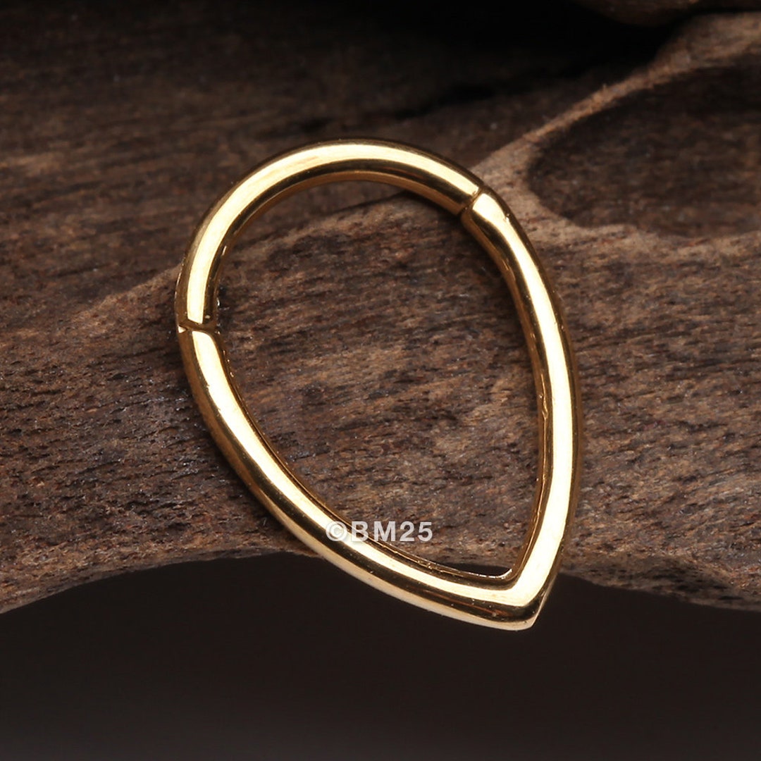 Golden Classic Teardrop Seamless Clicker Hoop Ring - Etsy