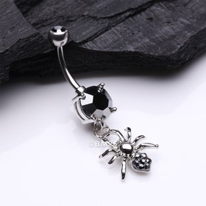 Spider Sparkle Belly Ring-black - Etsy
