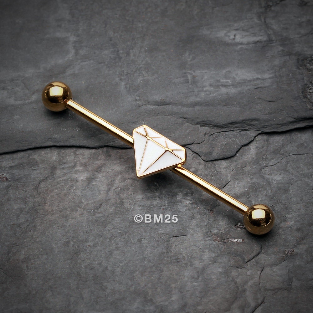 Golden Urban Diamond Industrial Barbell | Etsy