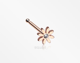 Daisy Rose Gold Nose Ring / Boho Rose Gold Nose Stud - Etsy