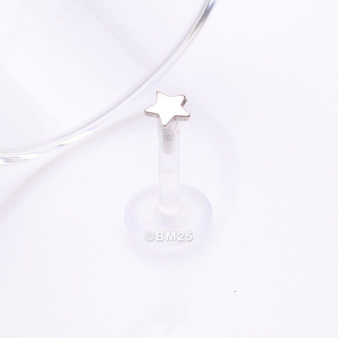 14 Karat White Gold Star Plate Top Bio-flex Labret - Etsy