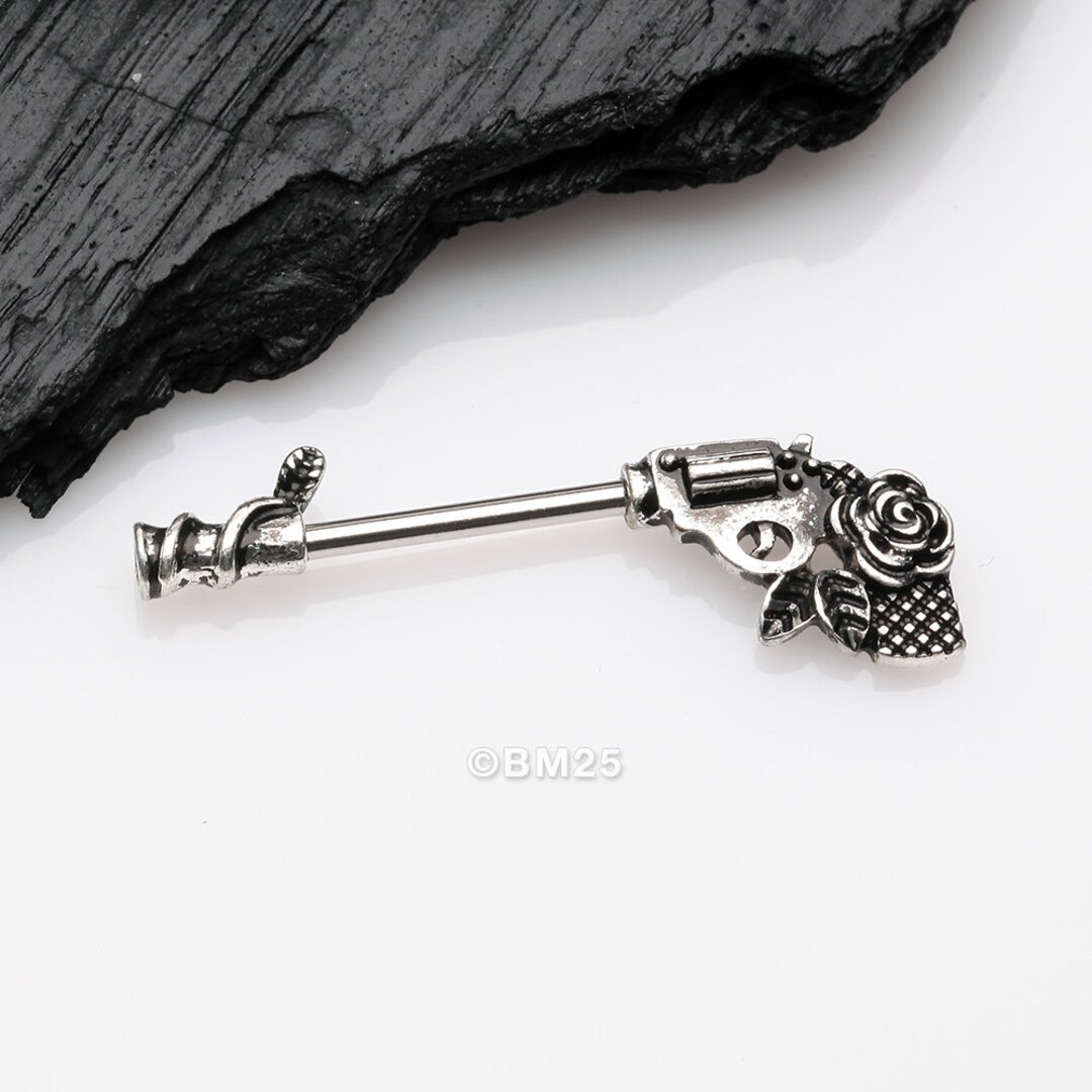 A Pair of Antique Rose Vine Pistol Gun Nipple Barbell - Etsy