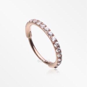 Rose Gold Brilliant Sparkle Gems Lined Seamless Clicker Hoop Nose Ring ...