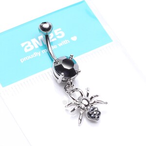 Spider Sparkle Belly Ring-black - Etsy