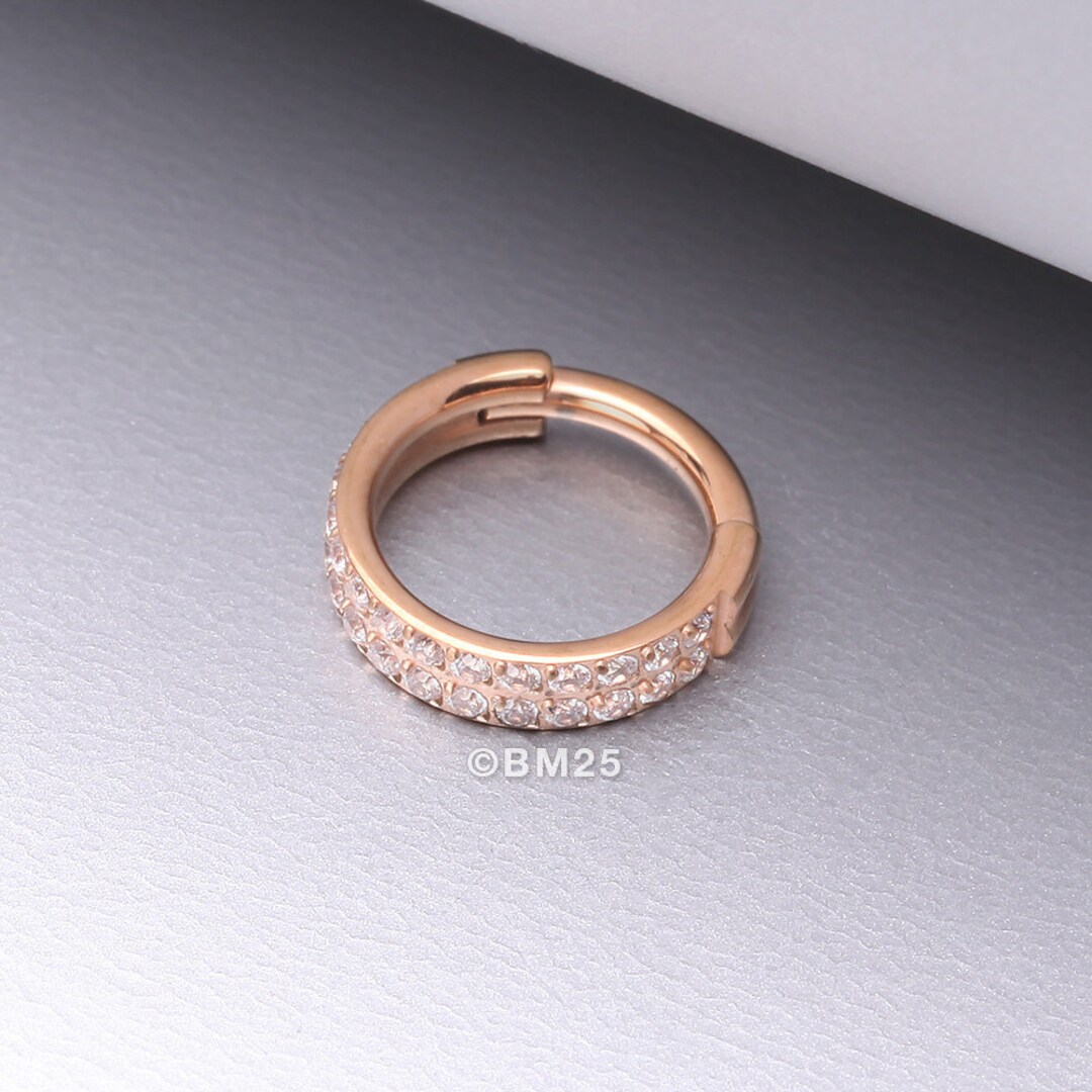 Implant Grade Titanium Rose Gold Double Lined Gems Seamless - Etsy