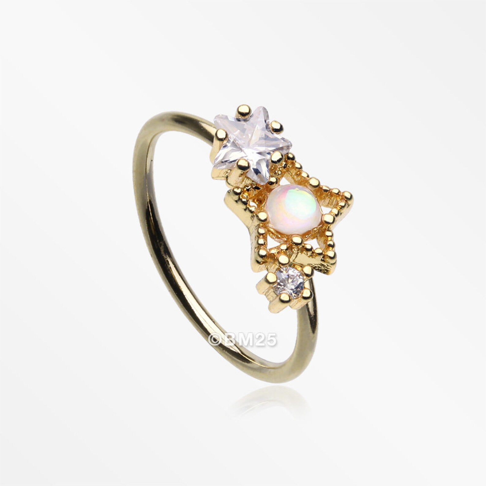 Golden Opalescent Star Sparkles Bendable Hoop Ring Clear - Etsy
