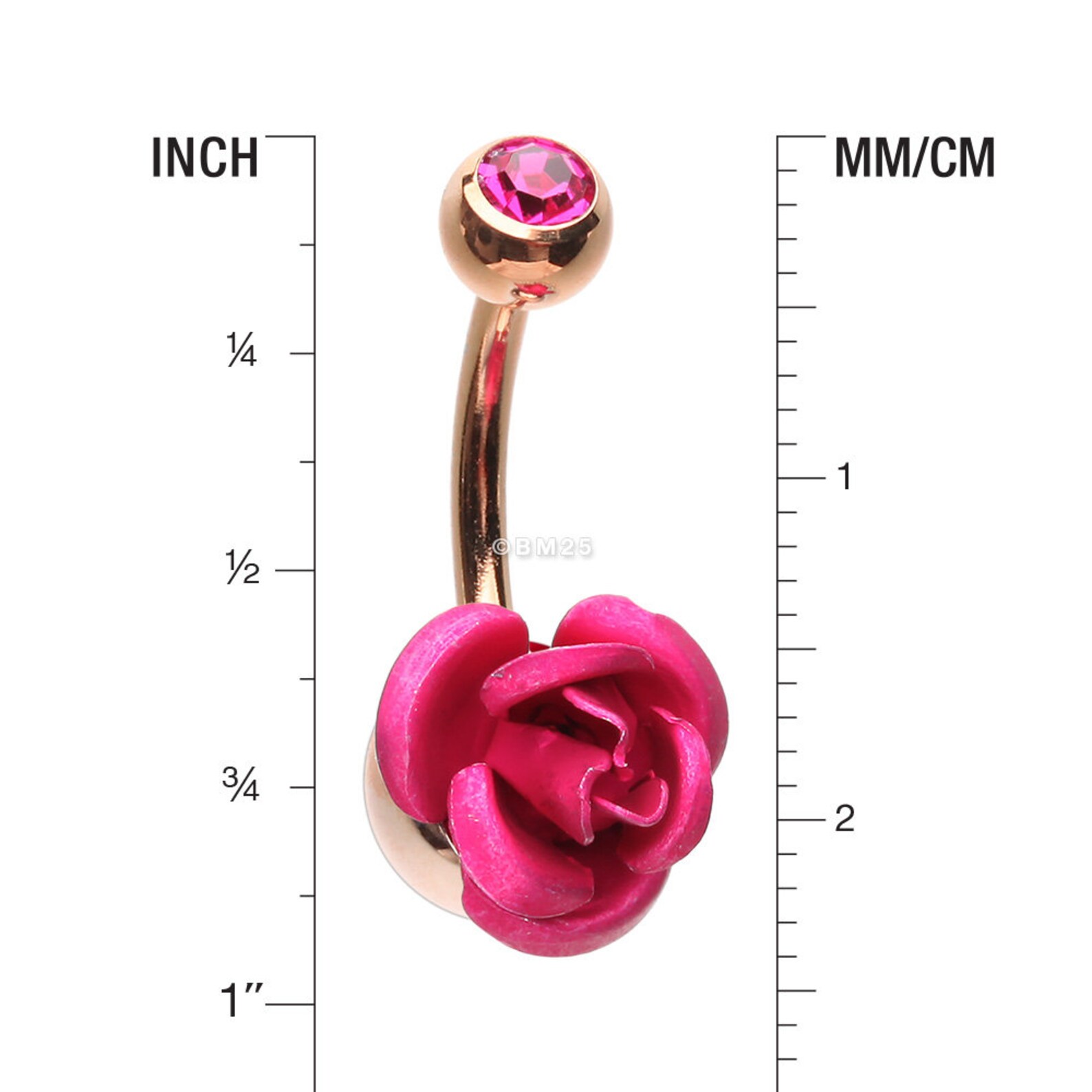 Rose Gold Bright Metal Rose Blossom Belly Button Ring - Etsy