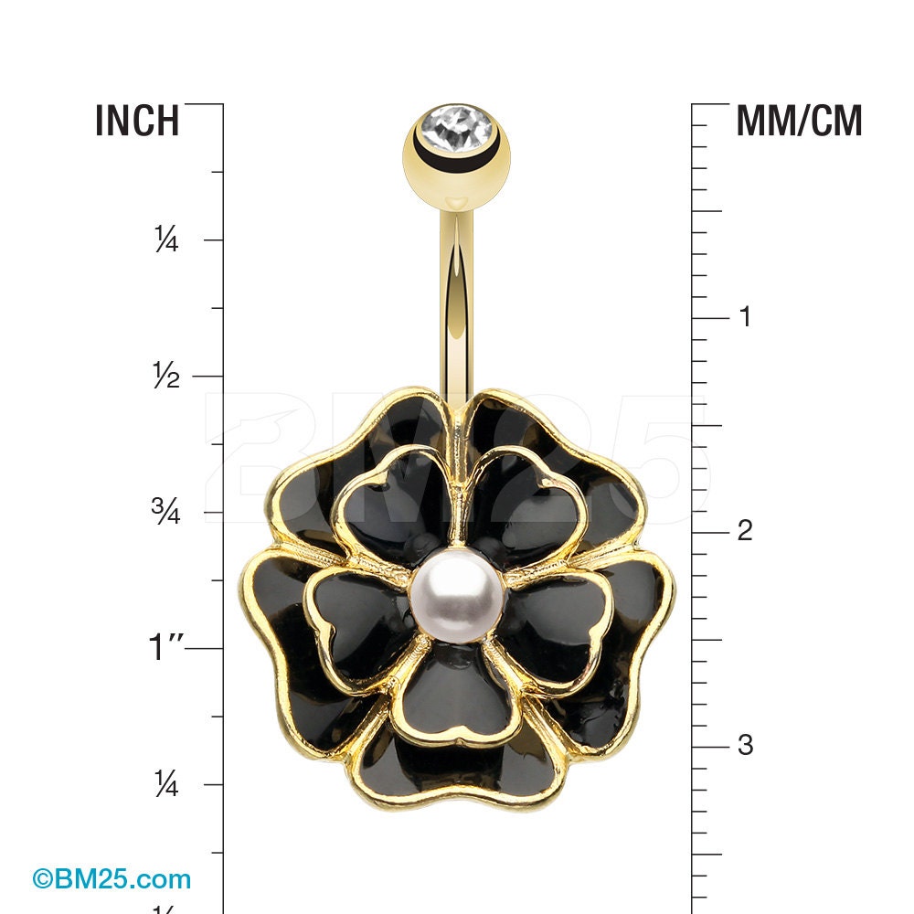 Golden Black Dahlia Flower Belly Button Ring - Etsy