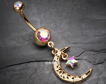 Moon Belly Ring - Etsy