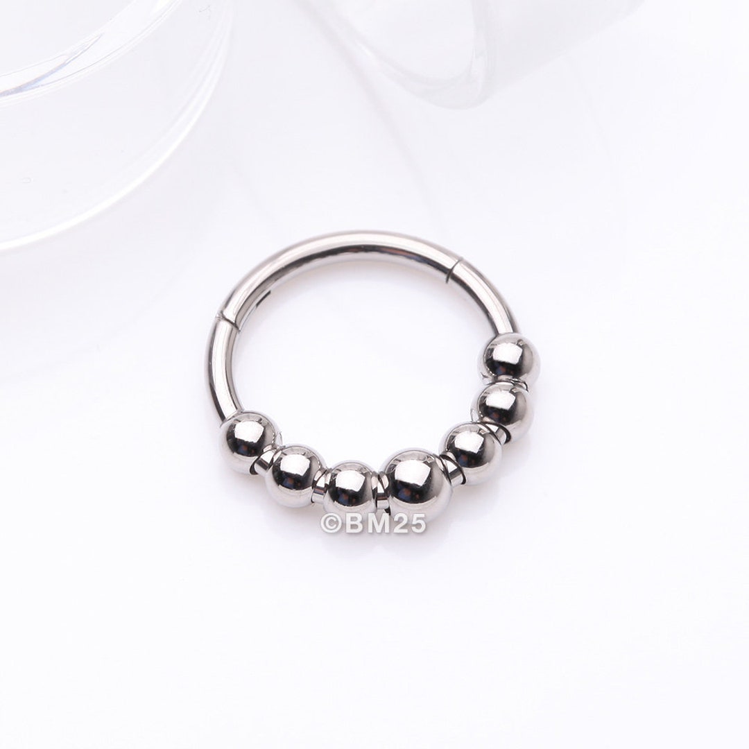 Implant Grade Titanium Cascading Bali Beads Clicker Hoop Ring - Etsy