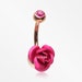 Rose Gold Bright Metal Rose Blossom Belly Button Ring-fuchsia - Etsy