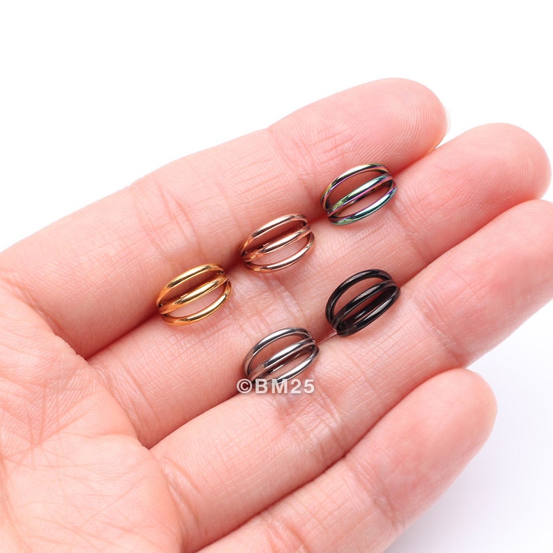 Implant Grade Titanium Colorline Triple Row Hoops Steel - Etsy