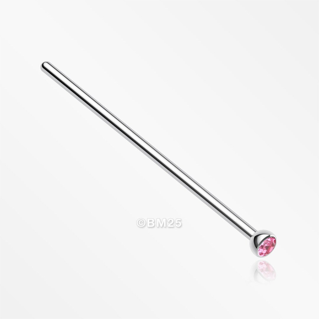 Press Fit Gem Top Steel Fishtail Nose Stud Ring-pink - Etsy