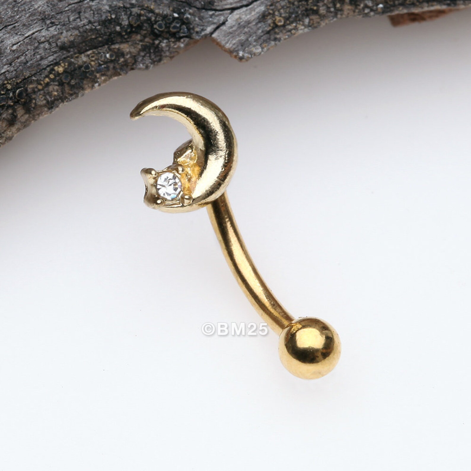 Golden Midnight Crescent Moon Sparkle Curved Barbell daith - Etsy