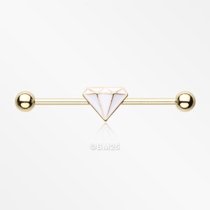 Golden Urban Diamond Industrial Barbell-white - Etsy