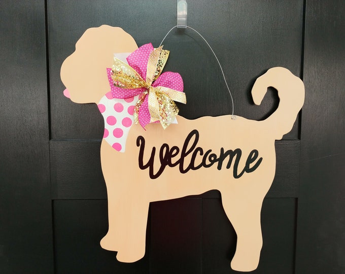 Doodle Dog Door Hanger, Labradoodle Door Hanger, Golden Doodle Door ...